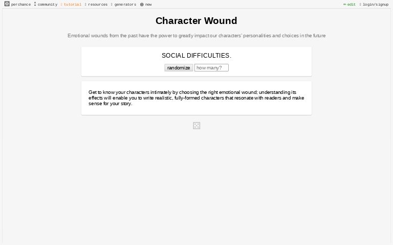 Character Wound ― Perchance Generator