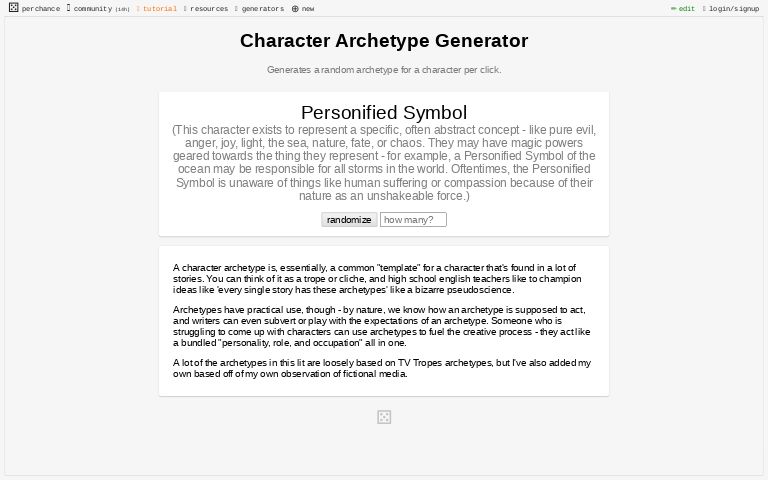 Character Archetype Generator
