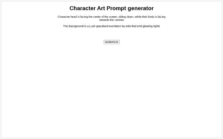 Character Art Prompt generator