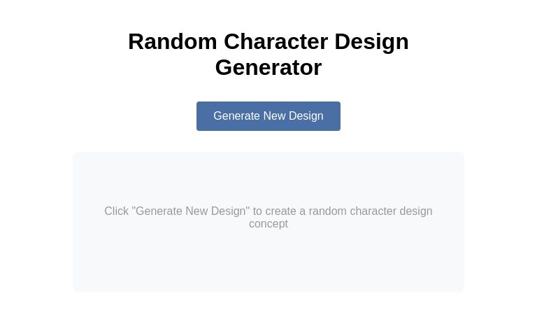 Random Character Design Generator