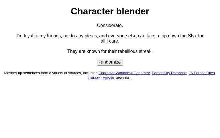 Character blender ― Perchance Generator