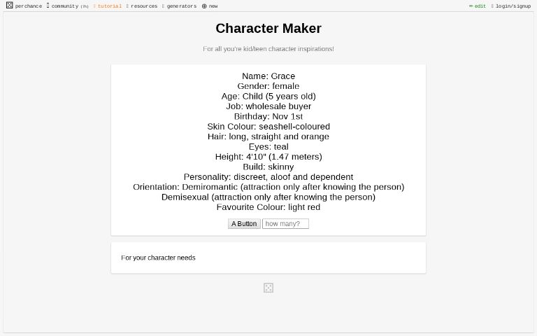 Character Maker ― Perchance Generator