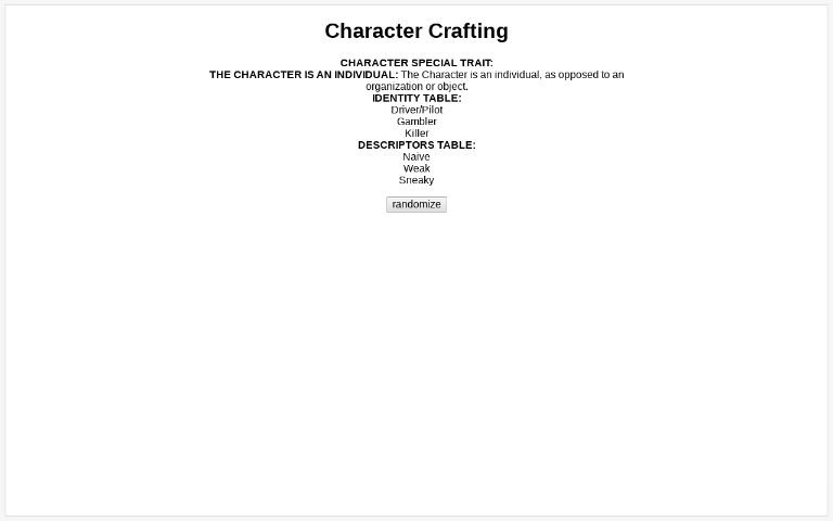 Character Crafting ― Perchance Generator