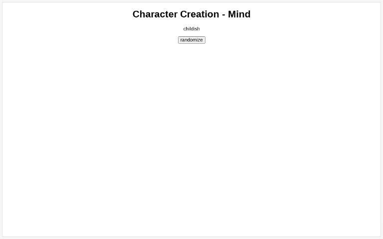 Character Creation - Mind ― Perchance Generator