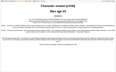 Charactor creator (child) ― Perchance Generator