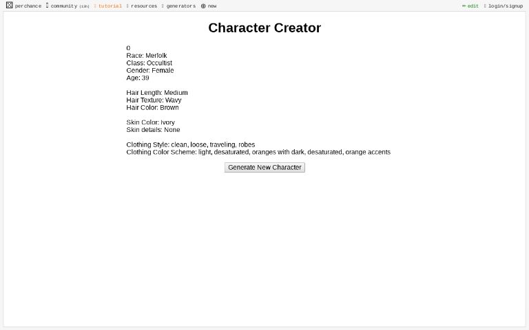 Character Creator ― Perchance Generator