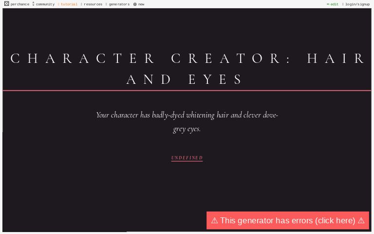 Create a Character: Hair and Eyes ― Perchance Generator