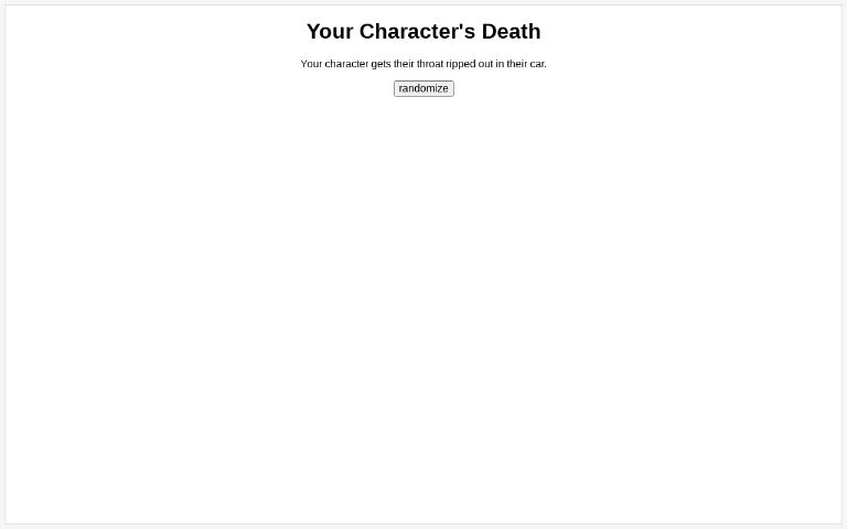 Your Character's Death ― Perchance Generator