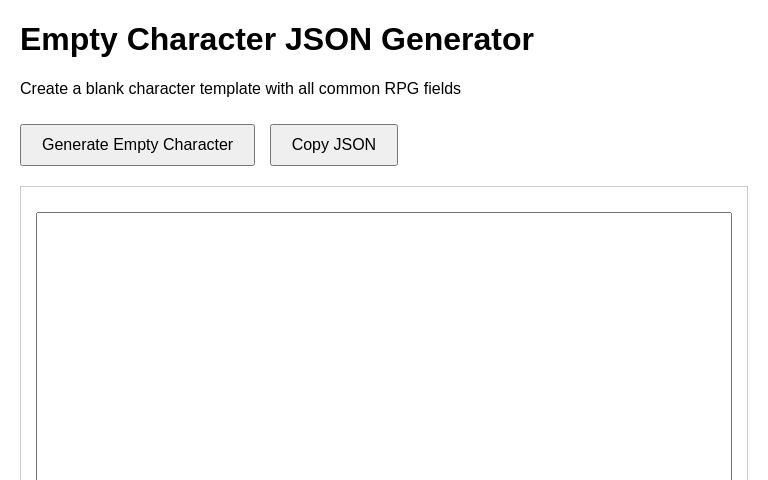 Empty Character JSON Generator