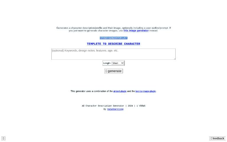 AI CHARACTER DESCRIPTION GENERATOR