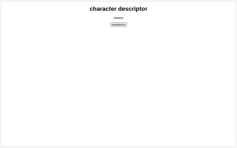 character descriptor ― Perchance Generator
