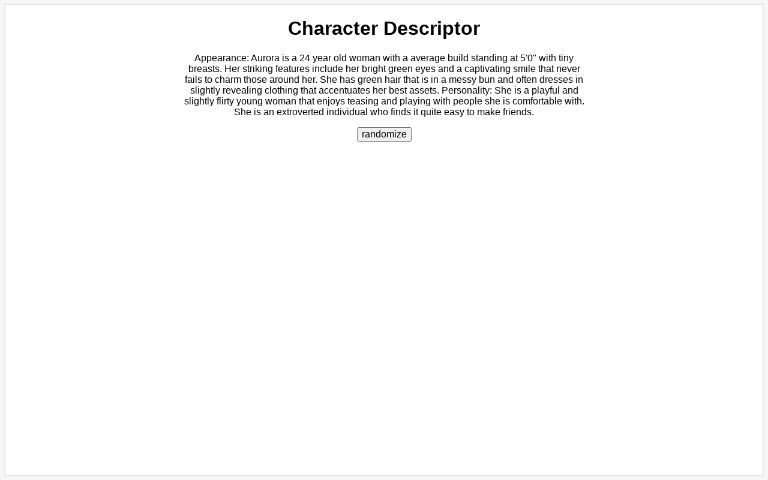 Character Descriptor ― Perchance Generator