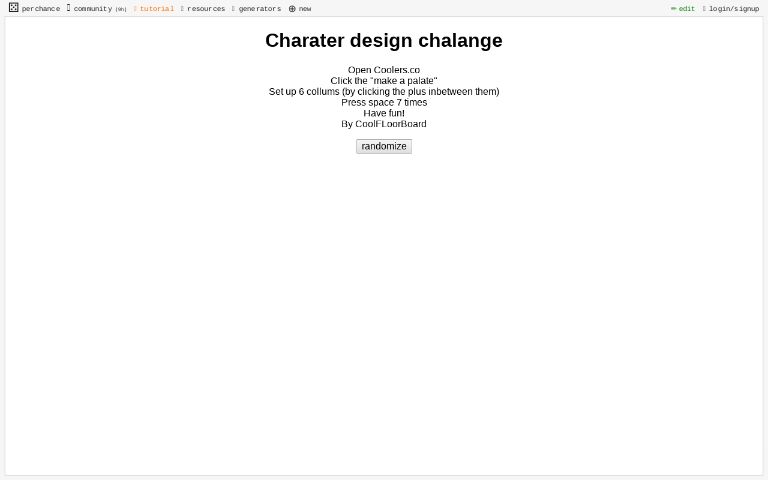 Charater design chalange ― Perchance Generator