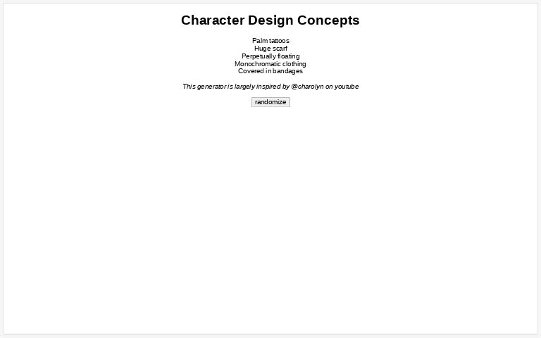 Character Design Concepts ― Perchance Generator