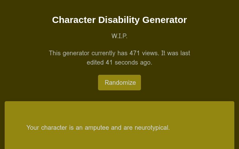 Character Disability Generator