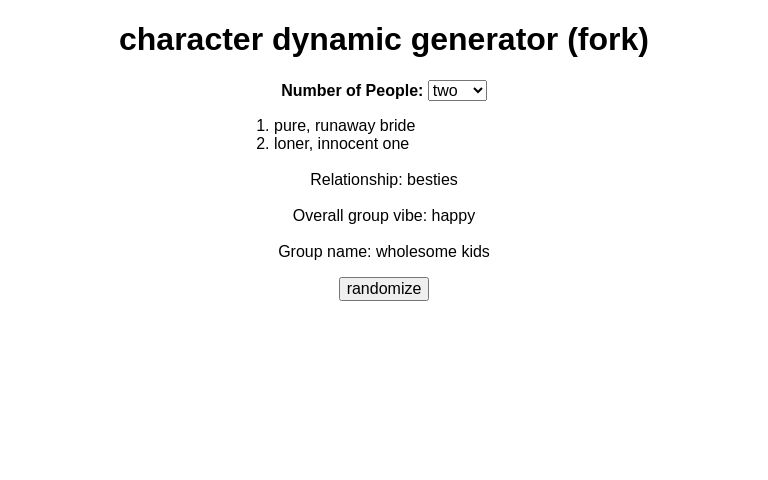 character dynamic generator (fork)