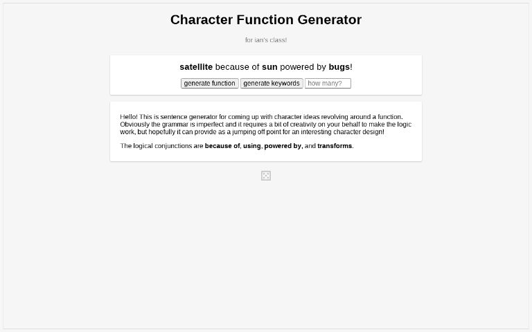 Character Function Generator