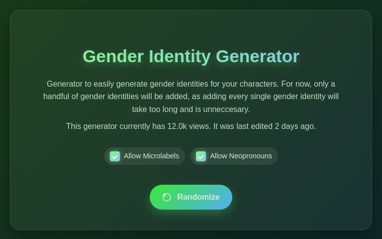 Gender Identity Generator