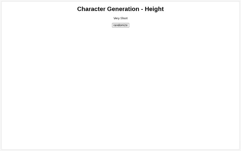 Character Generation - Height