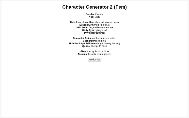 Character Generator 2 (Fem)