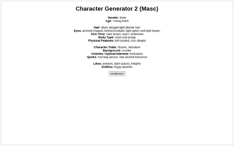 Character Generator 2 (Masc)