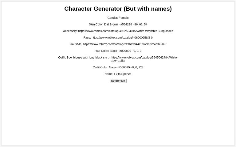 Character Generator (But with names)