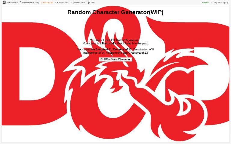 Random Character Generator(WIP)