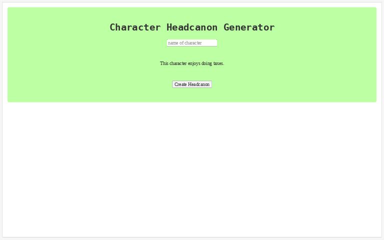 Character Headcanon Generator
