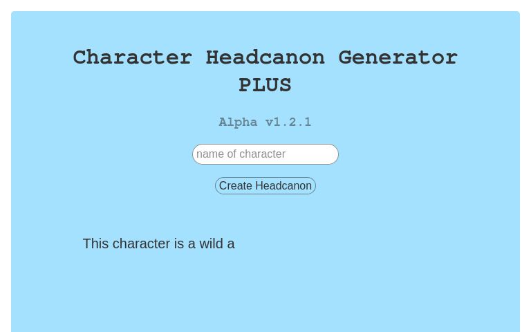 Character Headcanon Generator PLUS
