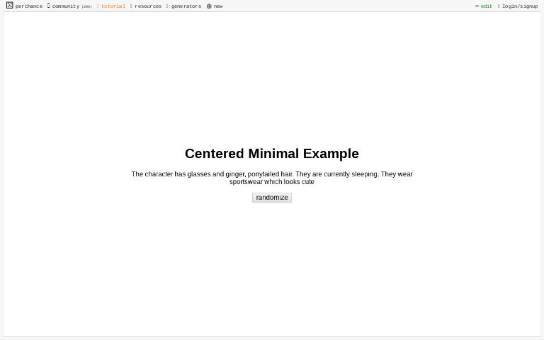 Centered Minimal Example ― Perchance Generator