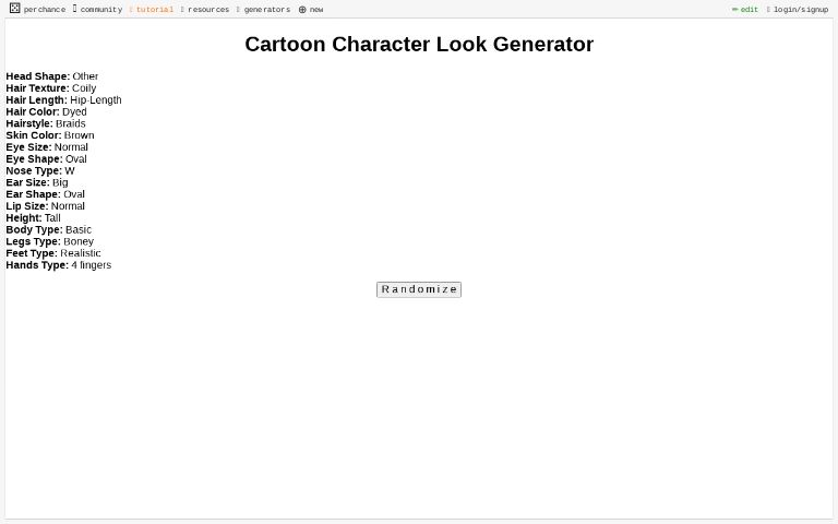 Cartoon Character Look Generator