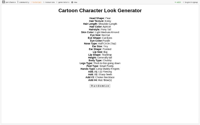 Cartoon Character Look Generator