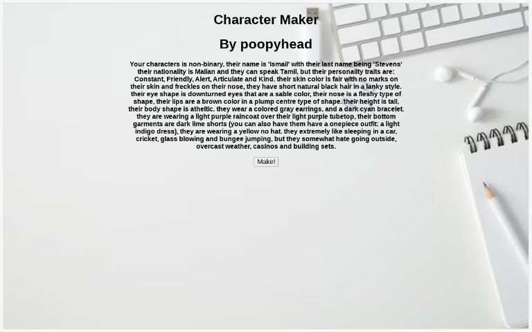 Character Maker ― Perchance Generator