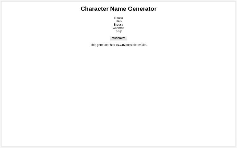 Character Name Generator