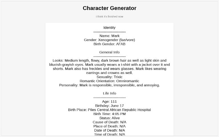 Character Generator