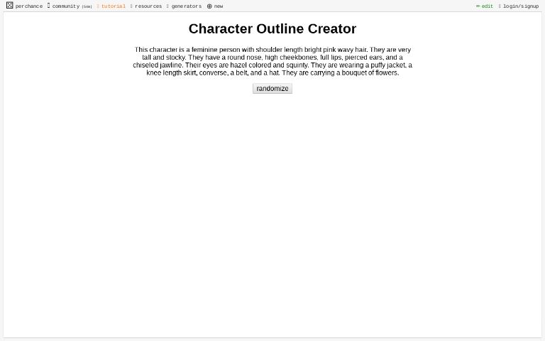 Character Outline Creator ― Perchance Generator