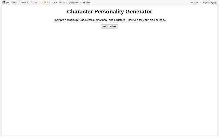 Character Personality Generator