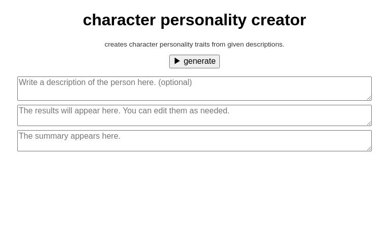 character personality creator ― Perchance Generator