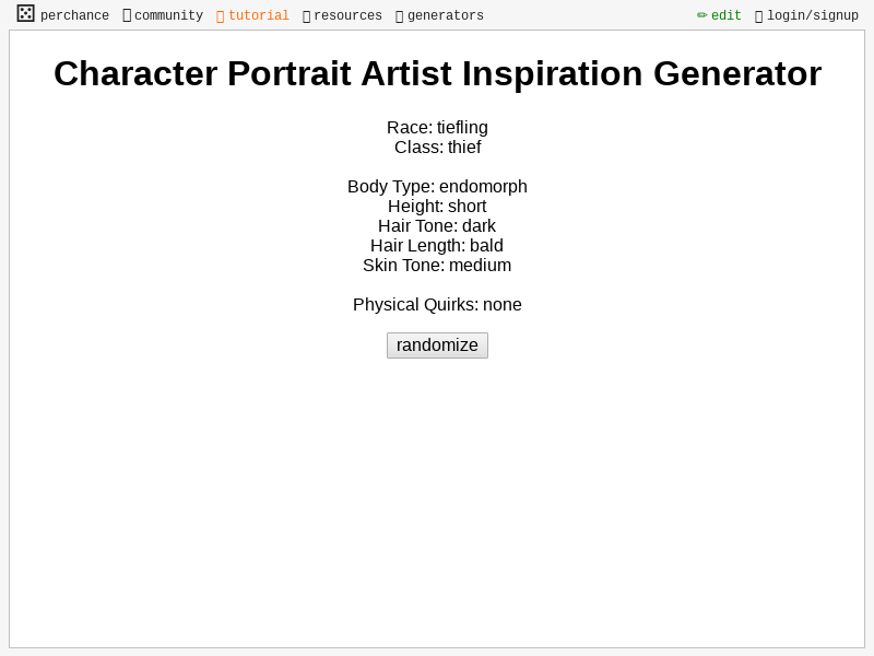 Character Portrait Artist Inspiration Generator