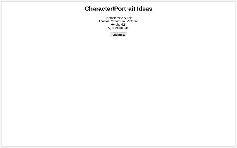 Character/Portrait Ideas ― Perchance Generator