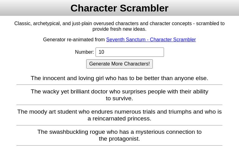 Character Scrambler - Re-animated from Seventh Sanctum ― Perchance ...