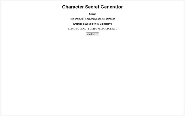 Character Secret Generator
