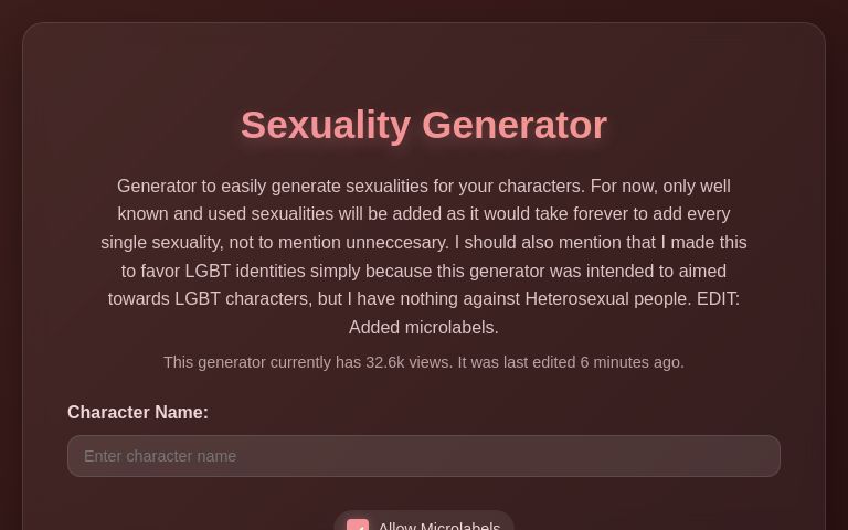 Sexuality Generator
