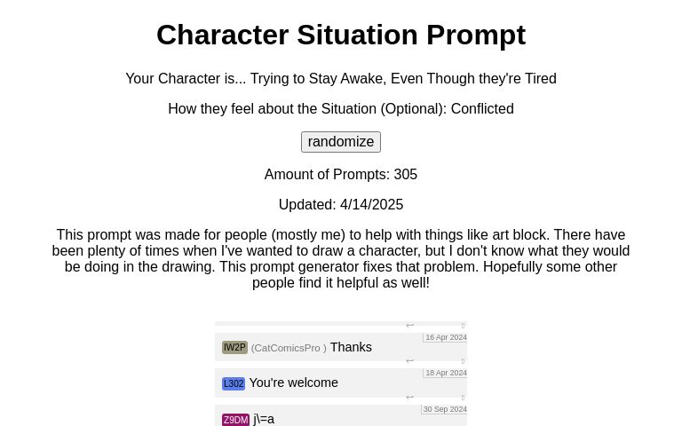 Character Situation ― Perchance Generator