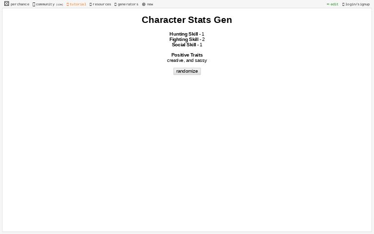 Character Stats Gen ― Perchance Generator