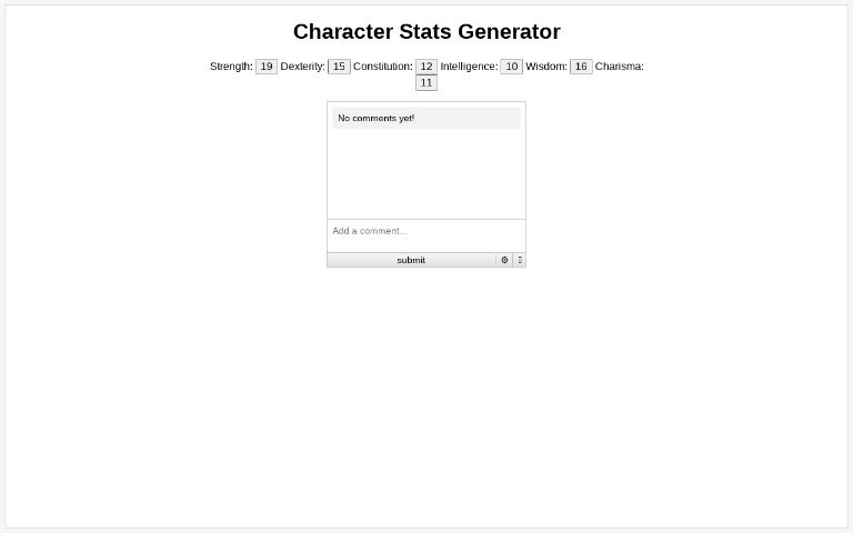 Character Stats Generator
