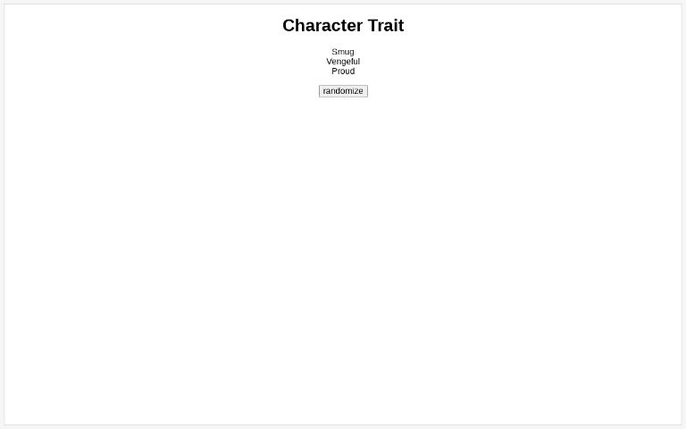 Character Trait ― Perchance Generator