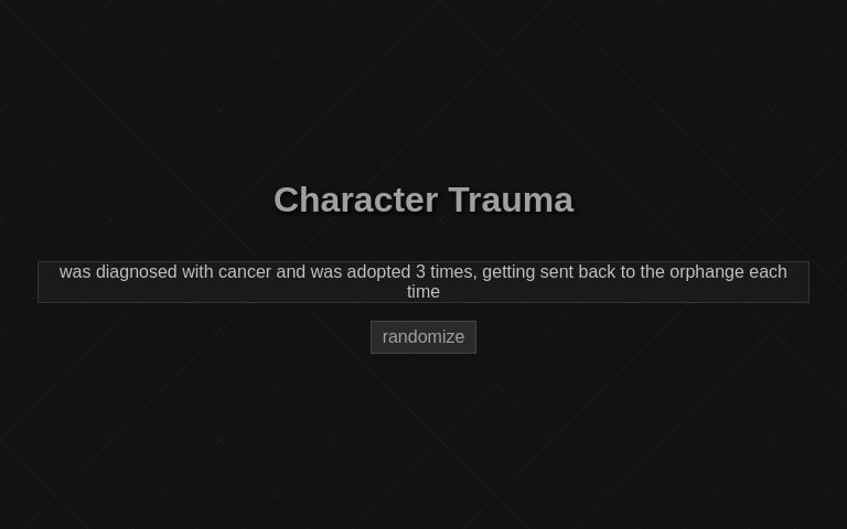 Character Trauma ― Perchance Generator