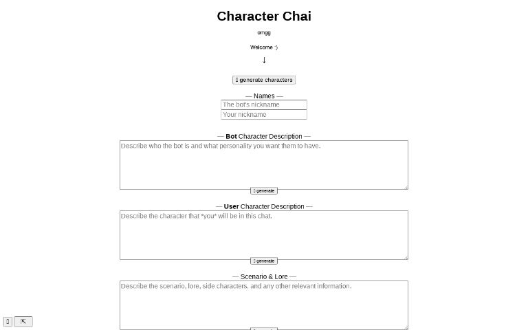 Character Chai (online, free, no sign-up, unlimited) ― Perchance Generator