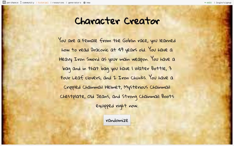 Character Creator ― Perchance Generator